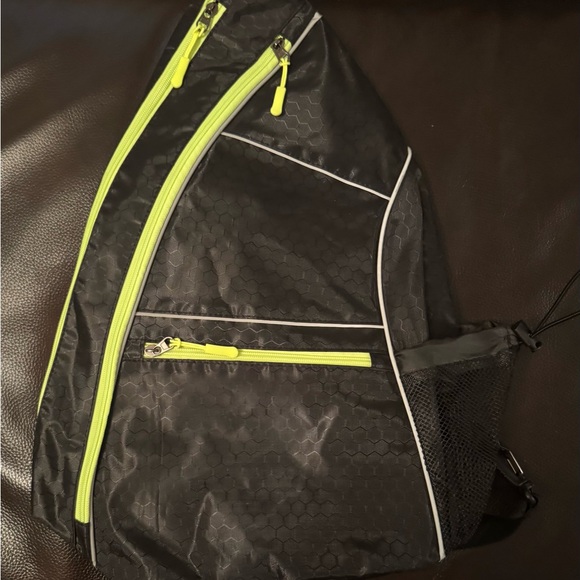 Other | Black And Neon Green Sling Backpack | Poshmark